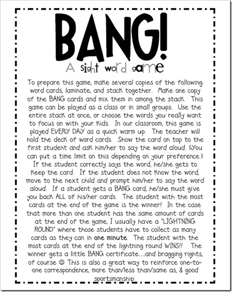 BANG! A Sight Word Game - Cara Carroll